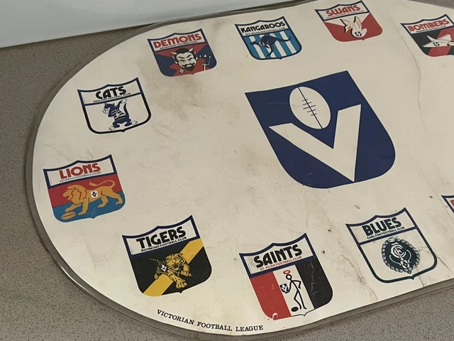 VFL FOOTY PLASTIC placemat Vintage rare 1976 club emblems Original VFL ...