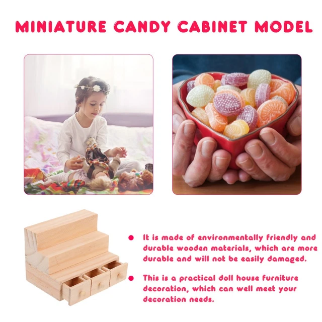 MINIATURE CANDY CABINET Model Display Dollhouse Furniture Decorations ...