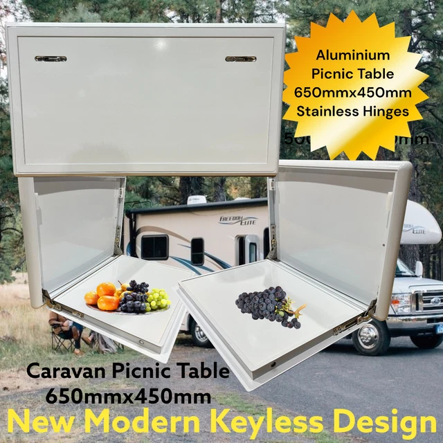 CARAVAN CAMPER FOLDOUT DROP DOWN TABLE PICNIC TABLE 650mm X450 RV ...
