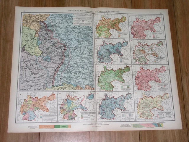 1930 ORIGINAL VINTAGE Map Of Western Germany Border Saar Church ...