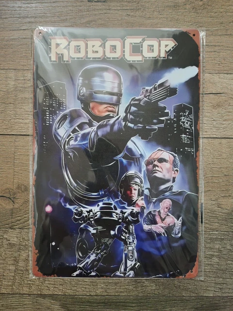 PLAQUE MÉTALLIQUE ART Déco "ROBOCOP" / Article 100% Neuf Sous Blister D ...