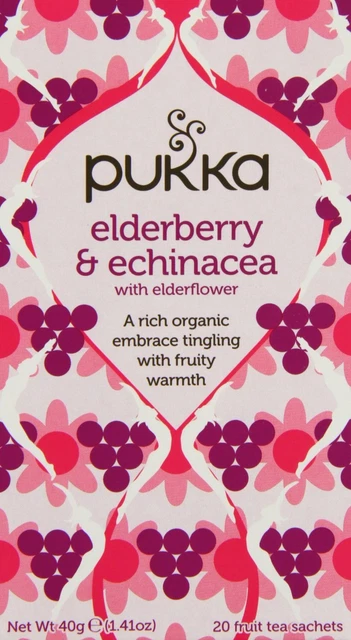 PUKKA HERBAL ORGANIC Tea Sachets Elderberry, Echinacea & Elderflower ...