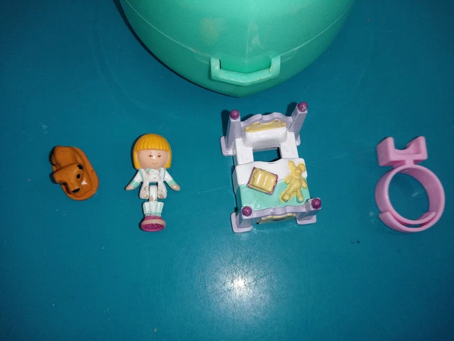 POLLY POCKET COEUR Midge's bedtime bague ring complet 1991 bluebird lit ...