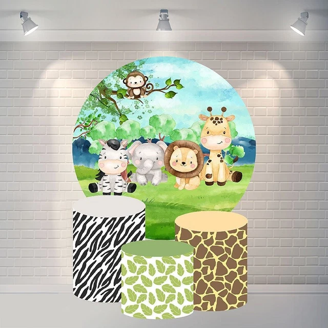 CIRCLE GREEN FOREST Animals Happy Birthday Backdrop $35.97 - PicClick AU