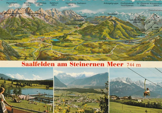 AK MAP, LANDKARTE, Panoramakarte **SAALFELDEN am STEINERNEN MEER** EUR ...