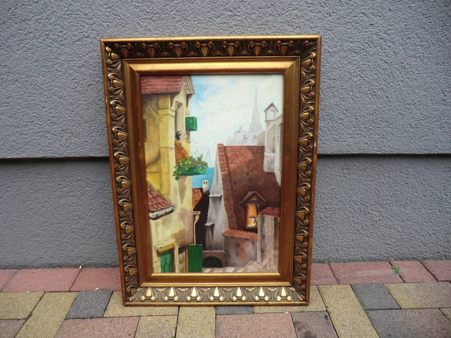 GEMÄLDE ÖLBILD ÖL Bild auf Leinwand Holz mit Rahmen Zeichnung Antik Kunst Rar EUR 195,00 ...