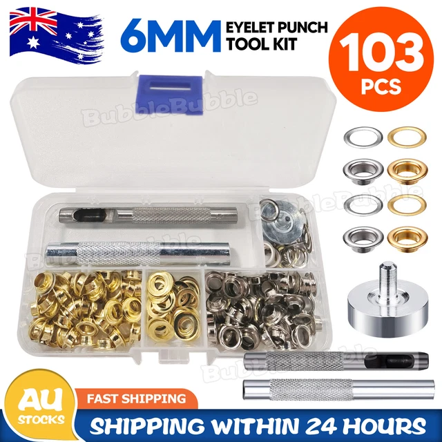 103X EYELET PUNCH Die Tool Kits 6mm Eyelets Grommet Washer For Leather ...