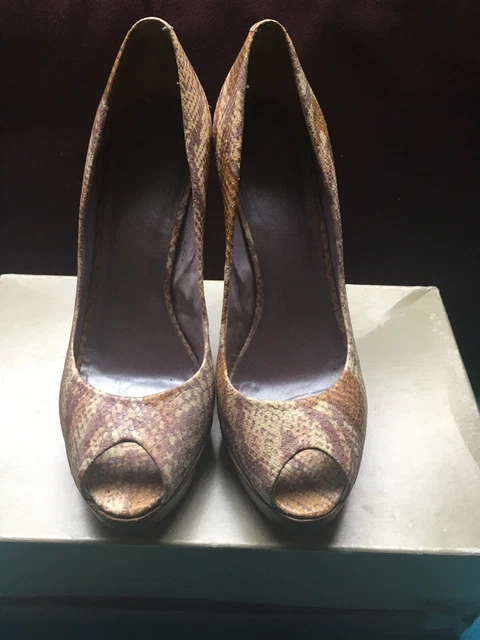 LADIES HIGH SNAKESKIN Heels Peep Toes Retro Look. Aldo Size 7 £12.00 ...