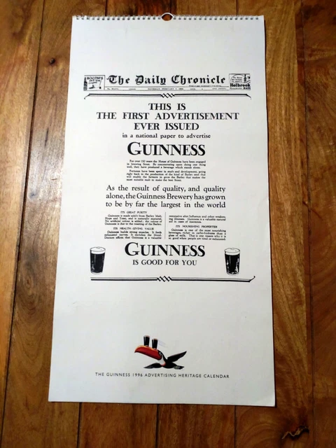 GUINNESS 1996 ADVERTISING Heritage Calendar - rare £10.00 - PicClick UK