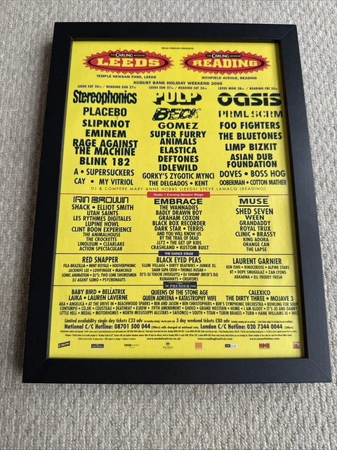 READING/LEEDS FESTIVAL 2000 - Oasis/Pulp Original Framed Advert/Poster ...