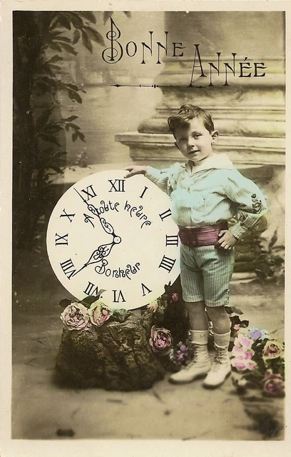 FANCY GOOD YEAR Child Little Boy Happiness Clock Postcard $6.71 - PicClick