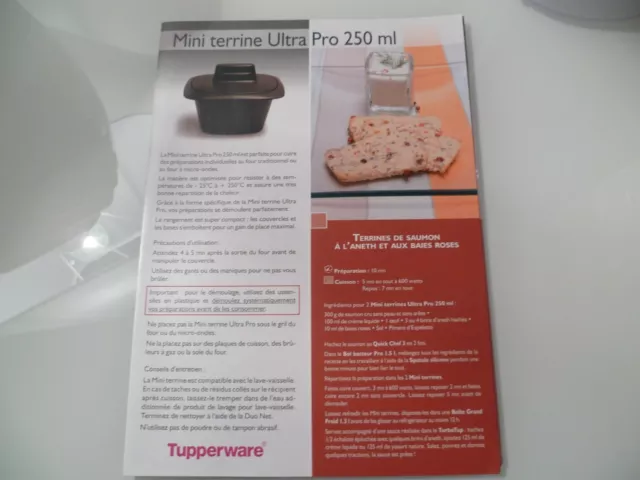 TUPPERWARE NEUVE FICHE Double De La Mini Terrine Ultra Pro 250 Ml ...