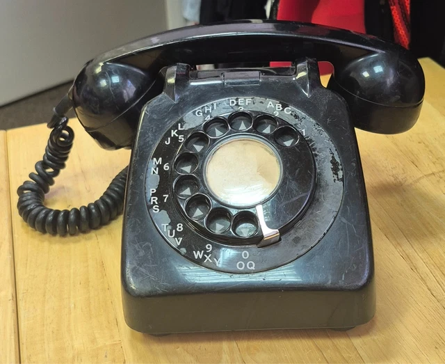 VINTAGE G.P.O 706L Black Ridged Plastic Corded Rotary Telephone ...