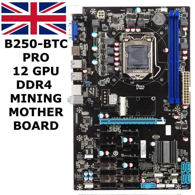 B250 BTC PRO Mining Motherboard Supports 12 GPUs, LGA1151, ETH, DDR4 ...