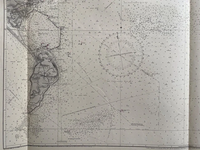 1937 (1960) ANTIQUE Map; Admiralty Chart 2610 Portland to St Albans ...