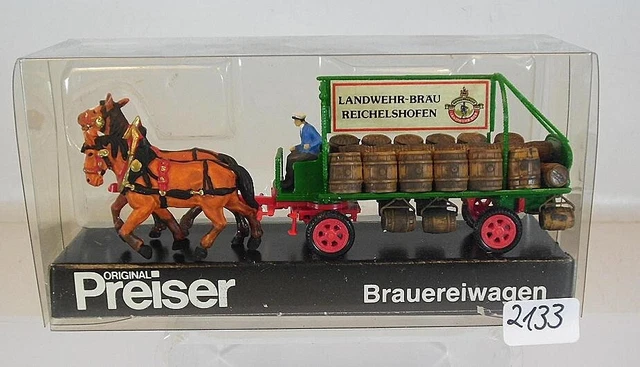 PREISER 1/87 NR. 462 Pferdefuhrwerk Brauereiwagen Landwehr Bräu OVP ...
