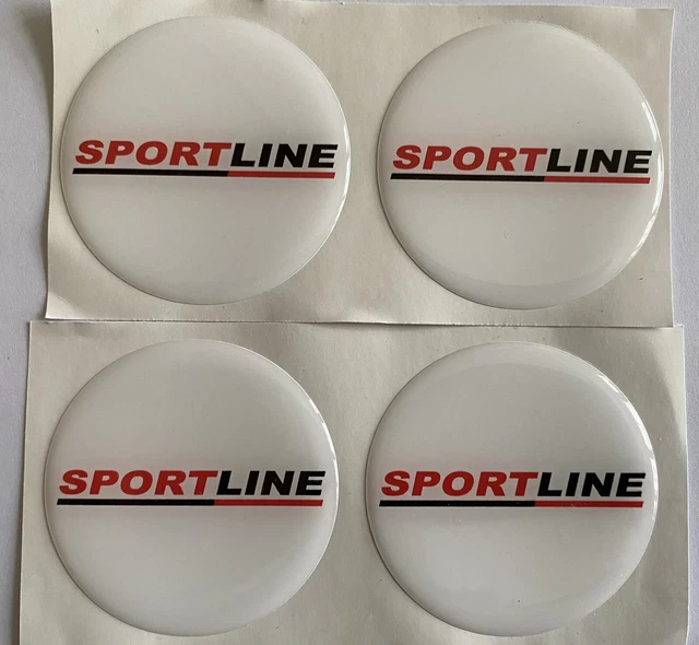 SPORTLINE ALLOY WHEEL Centre Cap Domed Stickers X4 White Red Blk T5 T6 ...