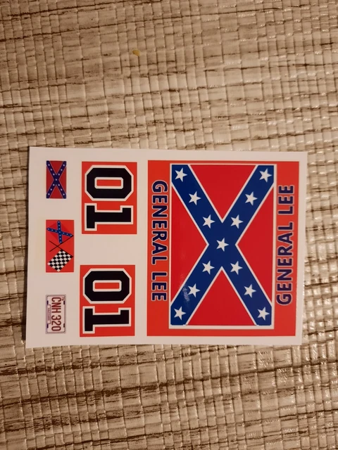 GENERAL LEE 1:18 scale water slide decals Dukes Of Hazzard white ...