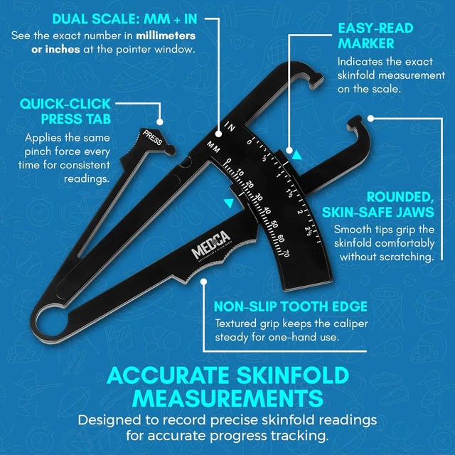 SKINFOLD BODY FAT Caliper - Skin Fold Body Fat Analyzer and Handheld ...