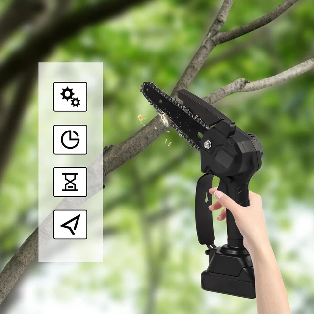 ELECTRIC CORDLESS CHAINSAW Rechargeable Battery Pruning Shear Tree ...
