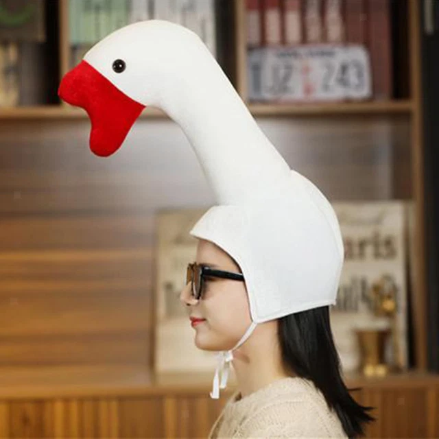 WARM WHITE GOOSE Hood Hat Party Cute Festival for Adult Kid Photo Props ...