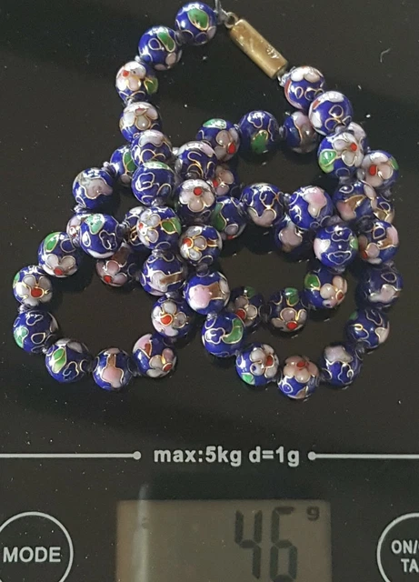 VINTAGE 52CM CHINESE Export Cobalt Blue True Cloisonne Enamel 8mm Bead Necklace $136.54 ...