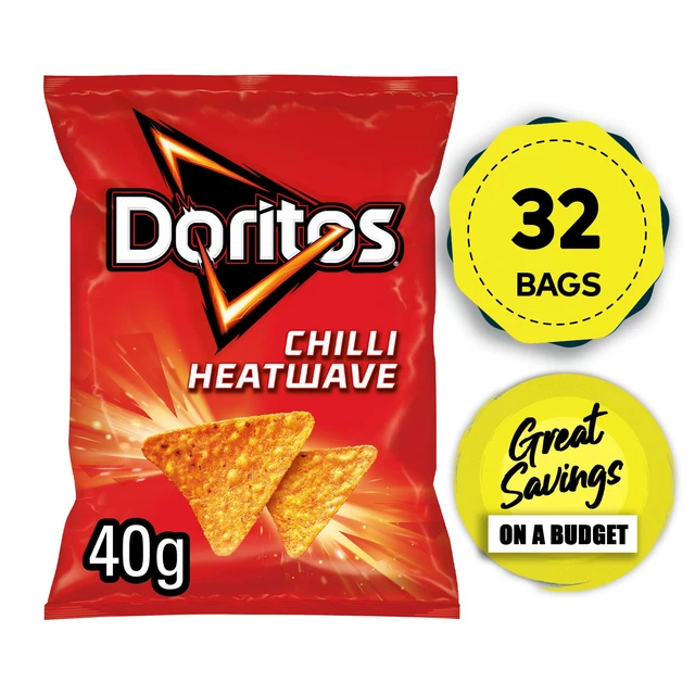 DORITOS TORTILLA CHIPS Crisps Chilli Heatwave Lunch Snack 32 x 40g £25.99 - PicClick UK