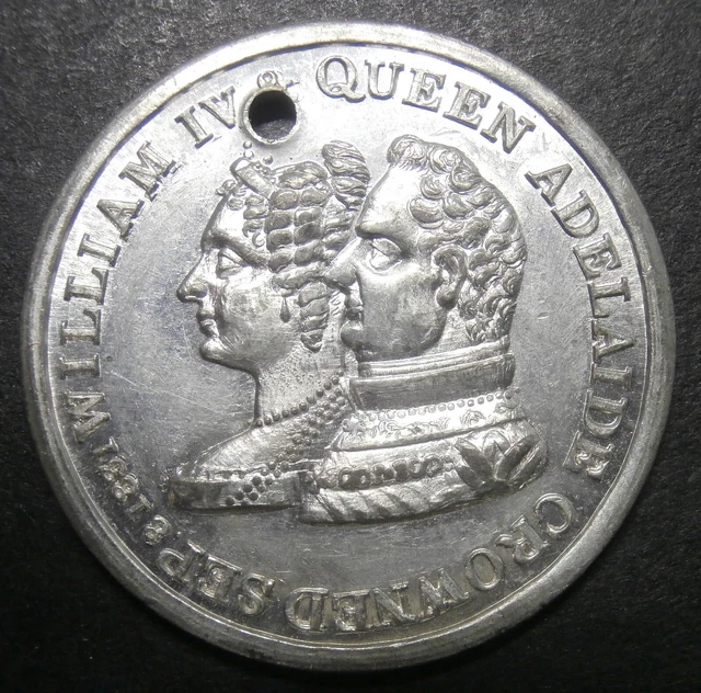REGAL MEDALLION - William IV & Queen Adelaide crowned 1831 - WM pierced ...