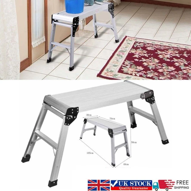HEAVY DUTY ALUMINUM Drywall Step Folding Ladder Hop Up Working Bench ...