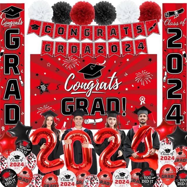 GRADUATION PARTY DECORATIONS Red Class of 2024 Graduation Party ...