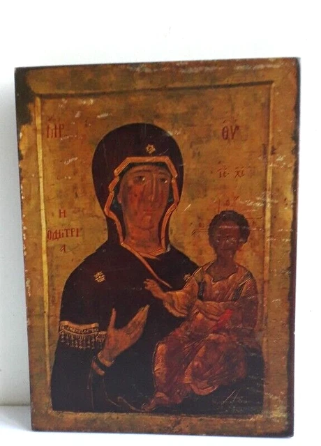 ANCIENNE ICÔNE RUSSE Orthodoxe En Bois Polychrome La Vierge Et L'enfant EUR 20,00 - PicClick FR