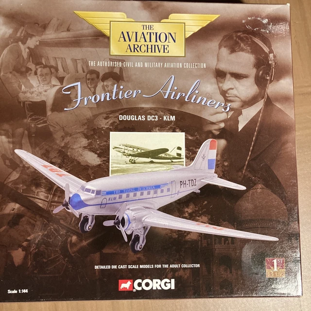 CORGI AVIATION FRONTIER Airlines Douglas DC3 KLM 47108 1:144 1st Issue ...
