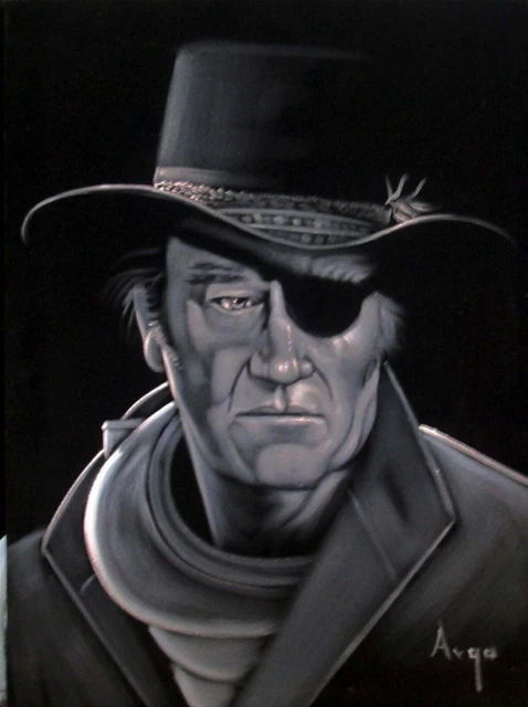 JOHN WAYNE AS Rooster Cogburn in TRUE GRIT: Original Oil Painting ...