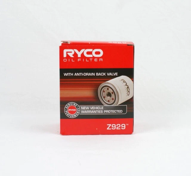 RYCO OIL FILTER Z929 Genuine Performance with Anti-Drain Back Valve Car ...