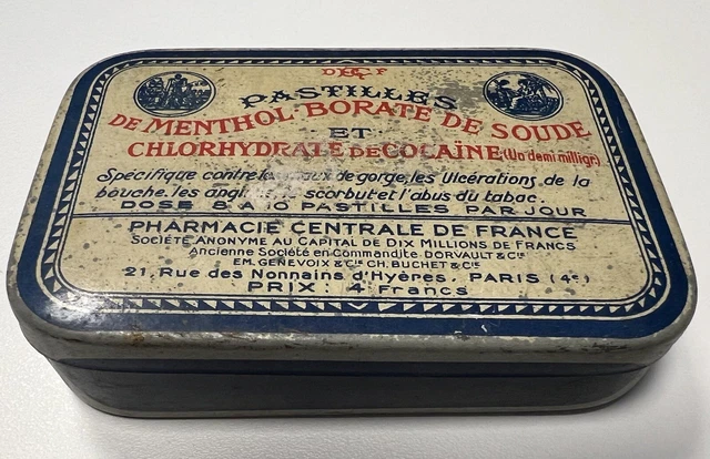 BOÎTE MÉTAL ANCIENNE : médicament pastilles MBC Pharmacie centrale de ...