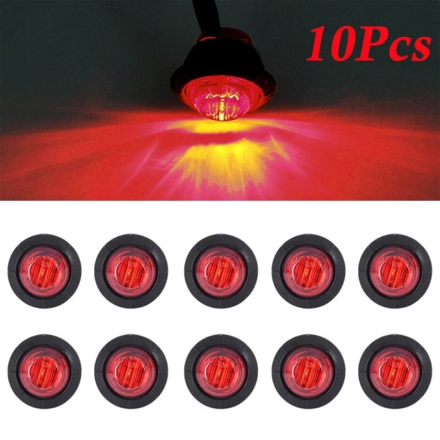 12V VOITURE CAMION remorque mini rouge rond bouton latéral DEL feux lot ...