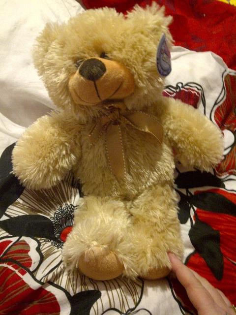 MIRI MOO LIGHT Brown Teddy Bear Wearing Bow 13" Soft Toy *Tagged* £4.50 ...