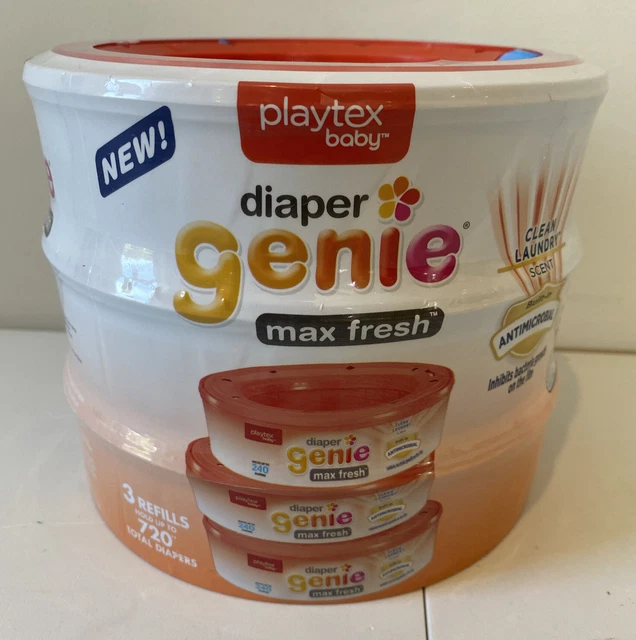 PLAYTEX BABY DIAPER Genie 3 Refills Max Fresh Holds Up To 720 Total ...