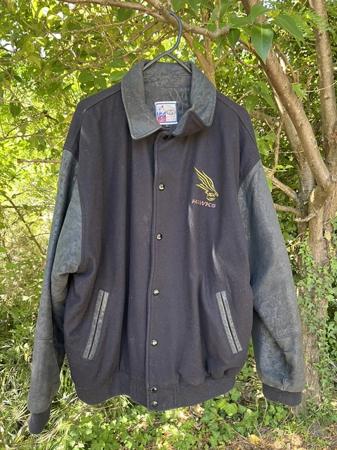 VINTAGE AFL HAWTHORN Hawks VIVID Leather Jacket LARGE footy 90s $129.00 ...