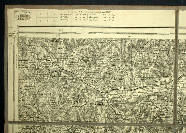 CARTE GÉOGRAPHIQUE TOILÉE ancienne plan original région de BRIVE-LA ...