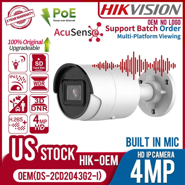 HIKVISION 4MP ACUSENSE Bullet Network IP Camera Built-in Mic OEM DS ...