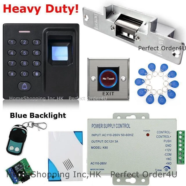 FINGERPRINT+ RFID CARD+ Password Door Access Control System+Electric ...