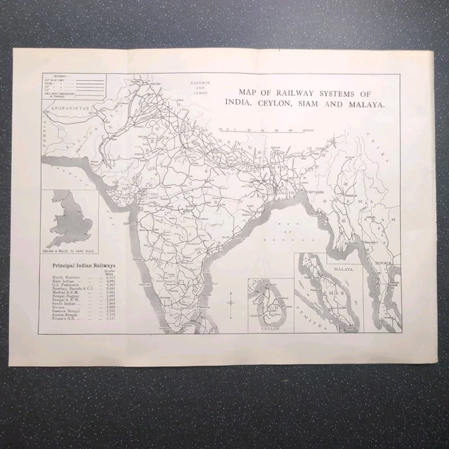 ORIGINAL 1930 RAILWAY Map Of Railway Systems Of India Ceylon Siam And ...