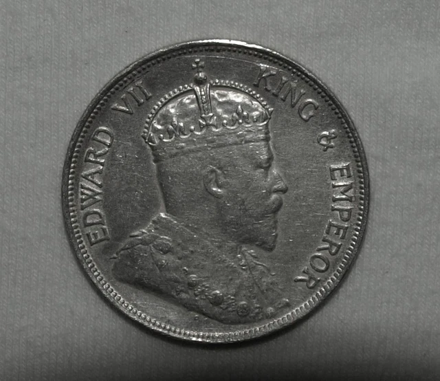 SILVER STRAITS SETTLEMENTS/BRITISH Malaysia Edward VII,1908,50 Cents, 1 ...