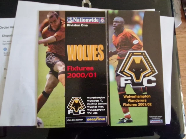WOLVES FIXTURE CARD List 2000/01 Only £1.50 - PicClick UK