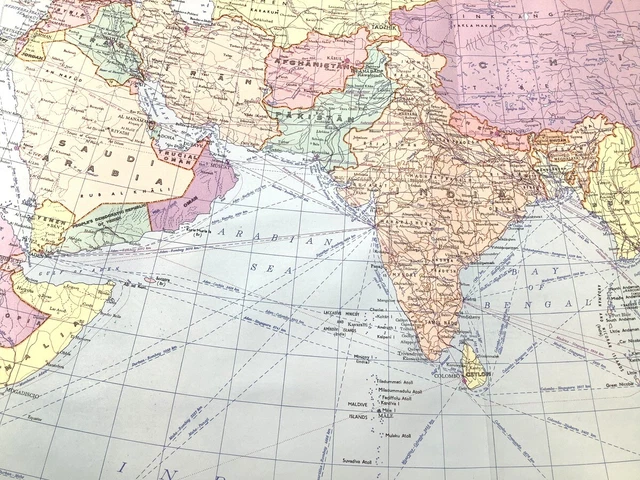 1972 LARGE MAP of India Border Countries Indian Government Irrigation ...