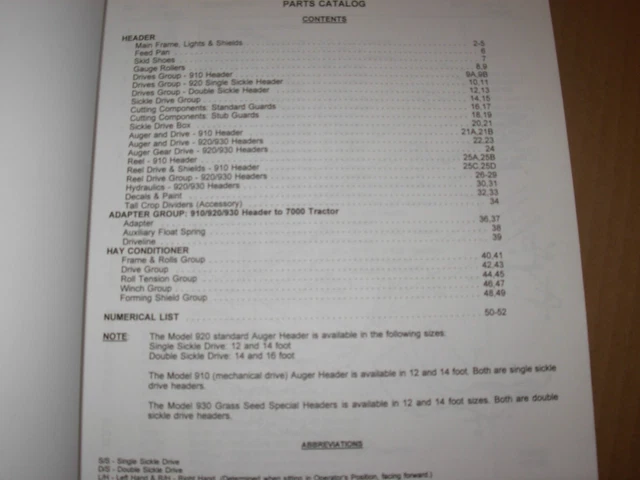 MACDON 910 920 930 Auger Header Hay Conditioner Grass Seed Parts Manual ...