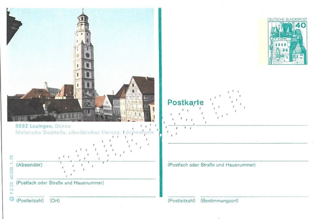 P 125 PICTURE Postcard Hot 40 Pfg. Burgen&schlösser Lauingen $5.59 ...