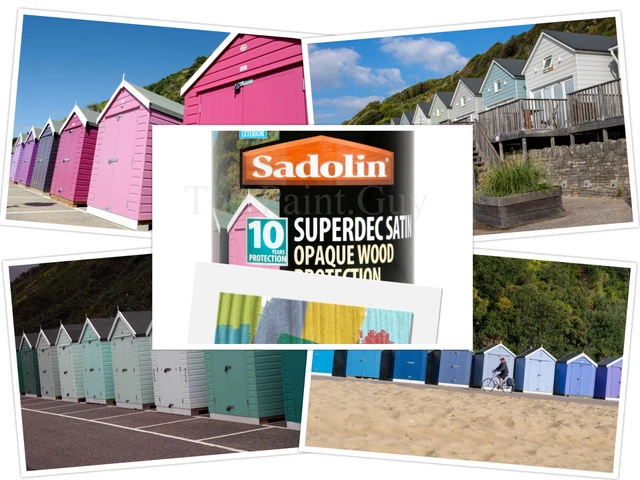 SADOLIN SUPERDEC OPAQUE Satin Woodstain Bournemouth Beach Huts Colours ...