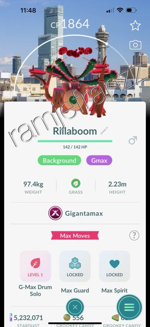 POKEMON GO GIGANTAMAX Rillaboom with Osaka Background £12.39 - PicClick UK